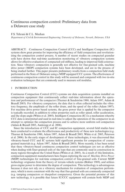 Pdf Continuous Compaction Control Preliminary Data From A Delaware
