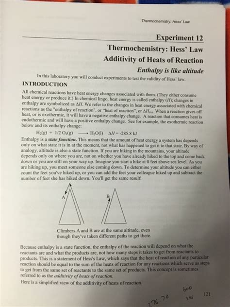 Solved Thermochemistry Hess Law Experiment Chegg