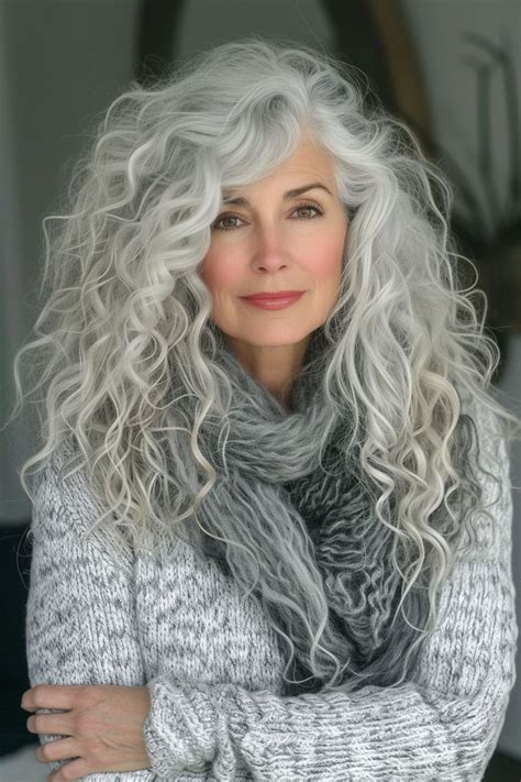Long Silver Hair Grey Hair Styles For Women Grey Curly Hair