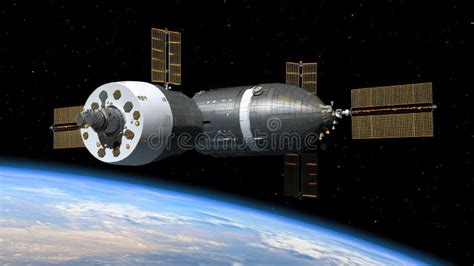 Orbital Spacecraft Over Earth Stock Illustration Illustration Of International Gravity 367635501