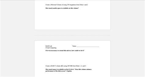 Solved Create A Mirrored Volume Of Using 250 Megabytes From