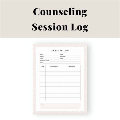 Individual Counseling Session Log Cute Simple Pastel Pink Notes Counseling School Counselor
