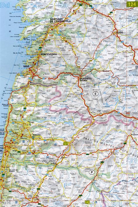 Португалия автомобильная карта Большая очень подробная карта автомобильных дорог Португалии с