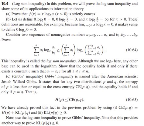 Solved 104 Log Sum Inequality ﻿in This Problem We Will