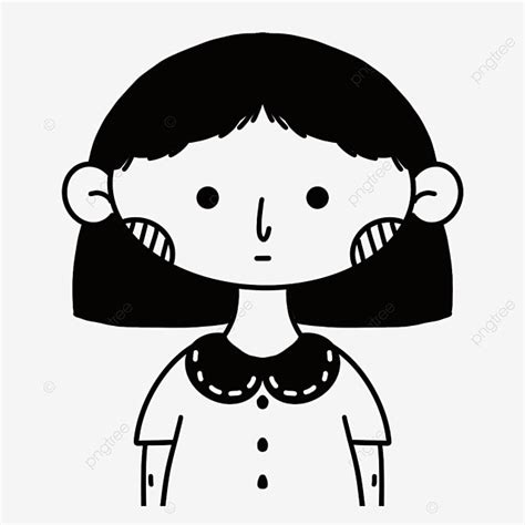 흑발 반팔 소녀 무색 캐릭터 일러스트 아바타 무색 아바타 캐릭터 손으로 그린 Png 일러스트 및 Psd 이미지 무료 다운로드 Pngtree
