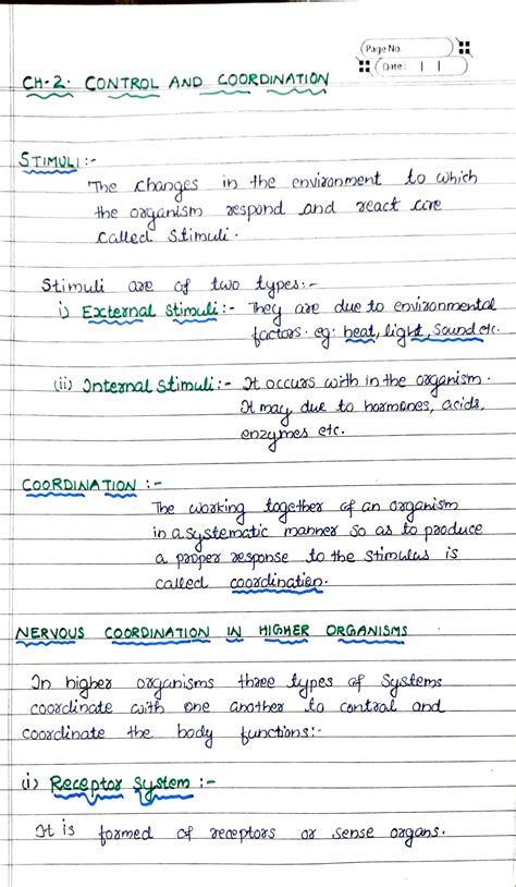 Solution Control Coordination Class 10 Handwritten Notes Studypool