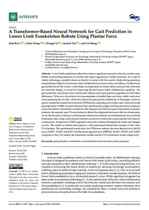 Pdf A Transformer Based Neural Network For Gait Prediction In Lower