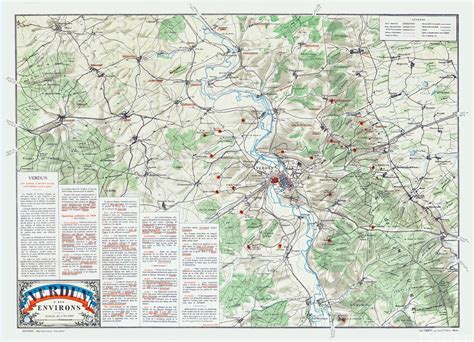 1916 Map Of The World War I Battle Of Verdun Historic French Trench