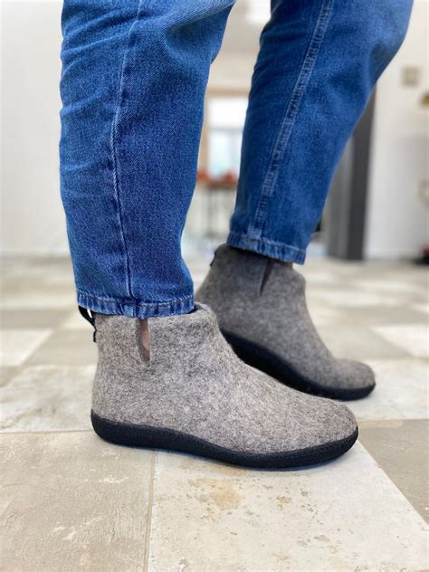Handmade Felted Wool Booties Womens Cozy Comfort Boots Slippers With