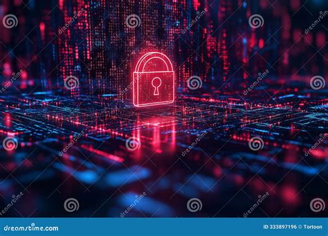 A Glowing Digital Lock Icon Represents Cybersecurity In A Futuristic Grid Environment