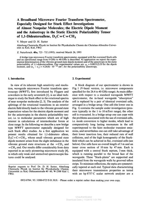 Pdf A Broadband Microwave Fourier Transform Spectrometer Especially Designed For Stark Effect