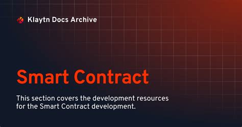 Smart Contract Klaytn Docs Archive