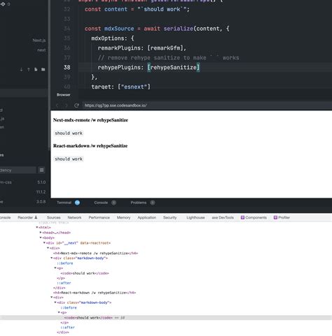 Use Next Mdx Remote With Rehype Sanitize Makes `inline Code Block` Not