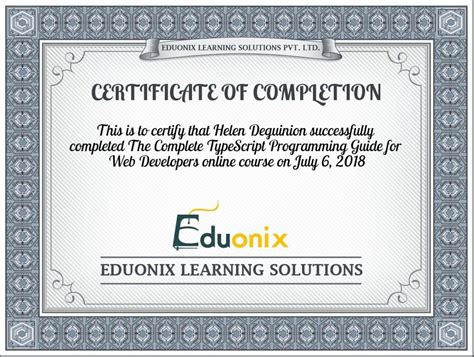 Helen Deguinion Canque On Linkedin Completion Certificate For The Complete Typescript