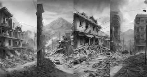 Lexica A Pencil Sketch Depicting A Scene Of An Earthquake Realistic