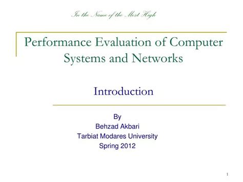 PPT Performance Evaluation Of Computer Systems And Networks Introduction PowerPoint