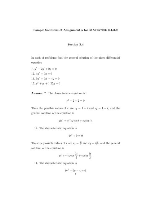 Solutions To Assignment 5