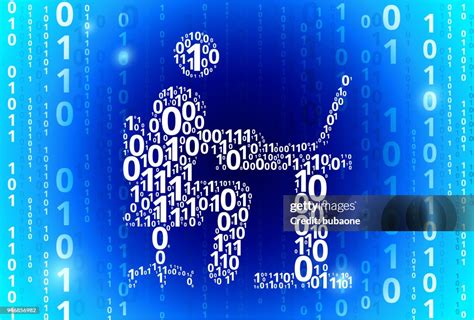 man working on computer binary code blue vector pattern background high res vector graphic