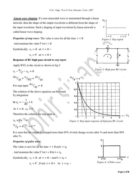 Linear Wave Shaping And Pulse Transformer Pdf Low Pass Filter