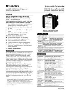 Simplex 4090 9001 Iam Datasheet Addressable Fire Alarm Module