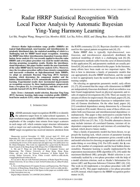 Pdf Radar Hrrp Statistical Recognition With Local Factor Analysis By