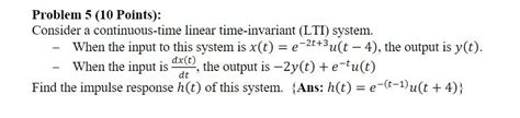 Solved Problem Points Consider A Continuous Time Chegg