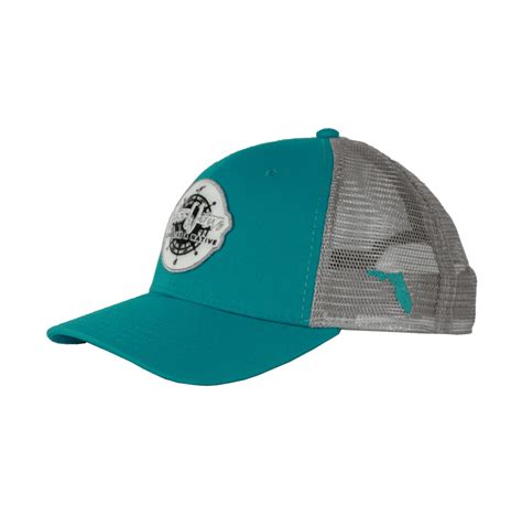 Teal Trucker Hat With Compass Native Waters