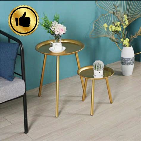Simple Iron Coffee Table Set Big And Small Corner Table Small Round