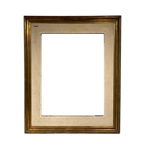 Moldura Retangular Antiga Ouro Velho E Paspatur Bege C 91 Cm L 4 Cm