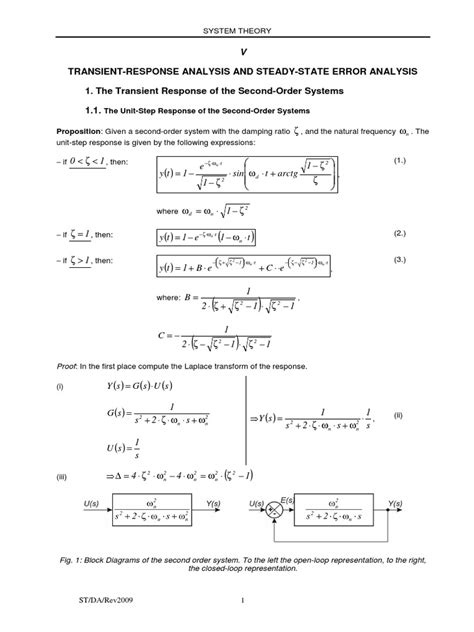 Transient Response Analysis And Steady State Error Analysis 1 The