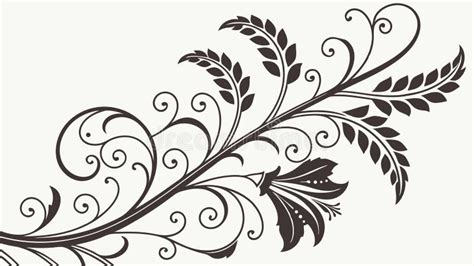 Elegant Flourish Swirling Botanical Design With Leaves Vector Design Generative Ai Stock