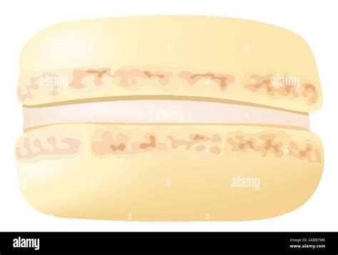 Cute Yellow Lemon Macaroon Cake Macaron With Cream Vector Illustration Stock Vector Image
