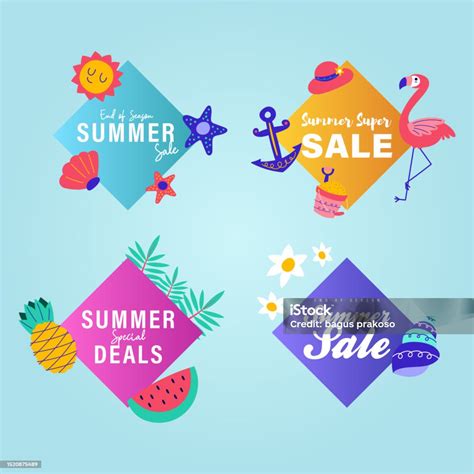 여름 세일 표지판 브로셔 벡터 소셜 미디어 게시물 프로모션 광고 쇼핑 전단지 바우처 웹 사이트 캠페인 및 광고를위한 특별 가격 제공 쿠폰 가게 표시에 대한 스톡 벡터 아트