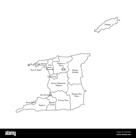 Vector Isolated Illustration Of Simplified Administrative Map Of Trinidad And Tobago Borders