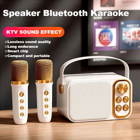 Jual Mic Speaker Bluetooth Karaoke Set Microphone Portable Wireless Speaker Mini Outdoor Ktv