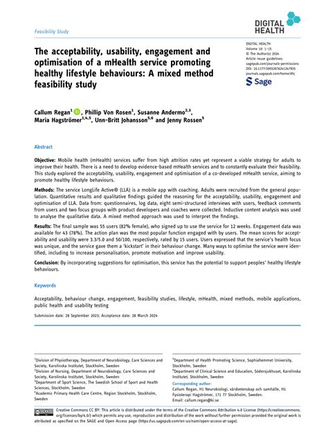 Pdf The Acceptability Usability Engagement And Optimisation Of A Mhealth Service Promoting