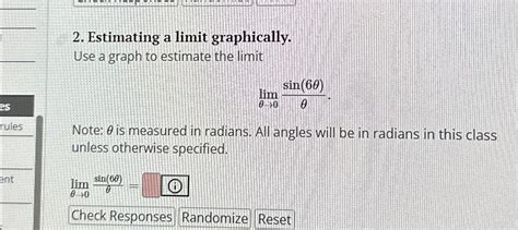 Solved Estimating A Limit Graphically Use A Graph To Chegg Com