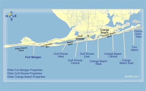 Map Of Orange Beach Fort Morgan Alabama Gulf Shores Vacation Orange