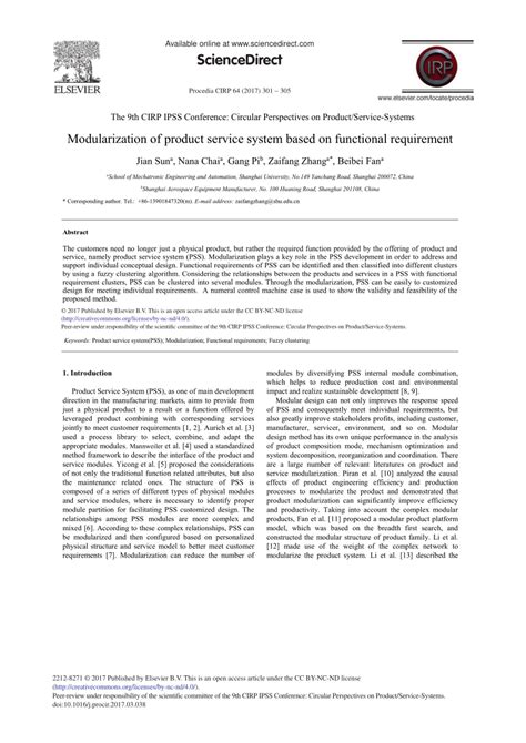 Pdf Modularization Of Product Service System Based On Functional