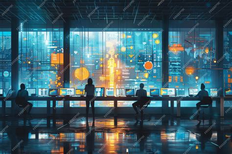 Cybersecurity Team Monitoring Network Activity Premium Ai Generated Image