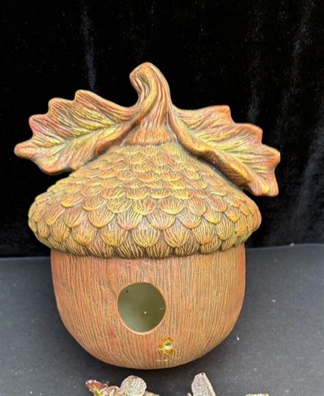 Vintage 1970s Mcm Iandola Pottery Mold Acorn Bird House Fall