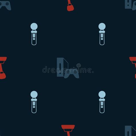 Set Gear Shifter Game Console With Joystick And Vr Controller Game On Seamless Pattern Vector