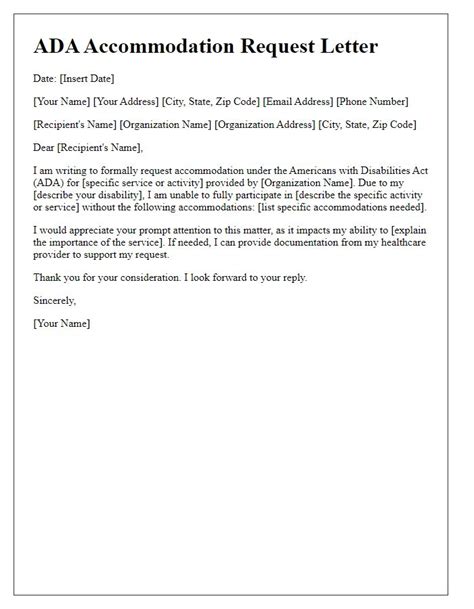 Letter Template For Ada Accommodation Request Free Samples In Pdf Letterin