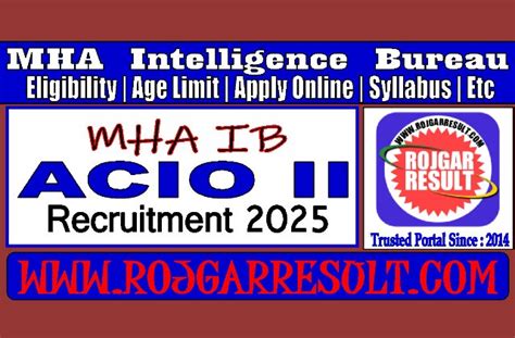 MHA Intelligence Bureau IB ACIO Online Form 2025 Sarkari Result