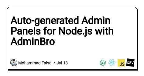 Auto Generated Admin Panels For Nodejs With Adminbro Rdevto
