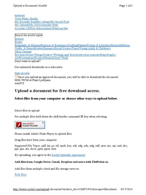 2nd Step To Upload Doc From Scribd Pdf Scribd Web Page