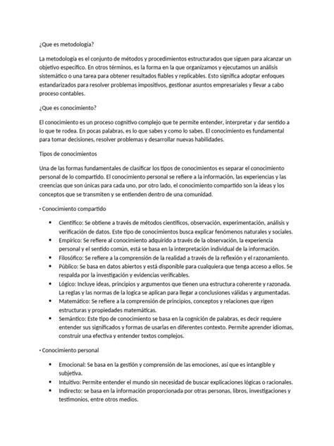 ¿que Es Metodología Pdf Conocimiento Cognición