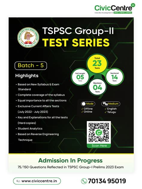 Tspsc Group 2 Test Series Batch 05 English Schedule Civic Centre Pdf