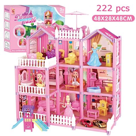 Diy Villa Princess Castle Plastic Doll House Assembly Set Girls T