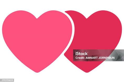 분홍색과 빨간색의 트윈 하트는 사랑 애정 연결을 상징하며 발렌타인 데이를 위해 귀여운 벡터 스타일로 디자인되었습니다 개념에 대한 스톡 벡터 아트 및 기타 이미지 Istock